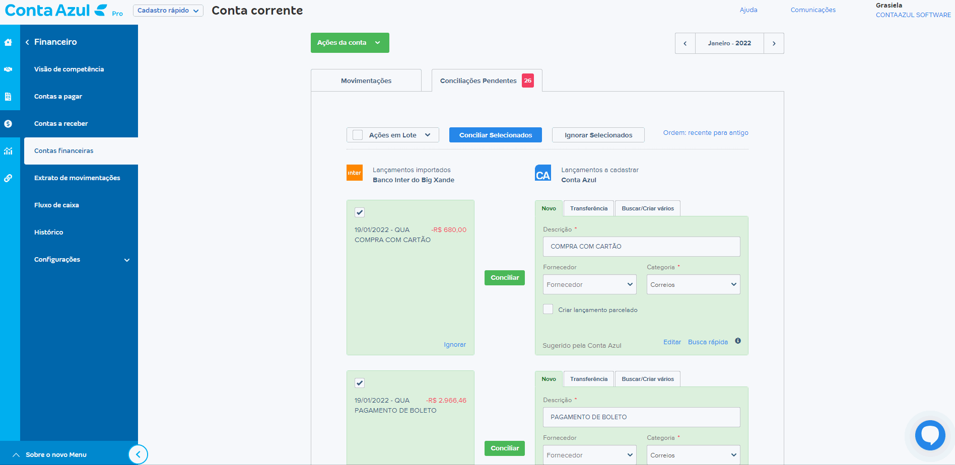 Contas financeiras (Outras contas): como analisar as movimentações ...